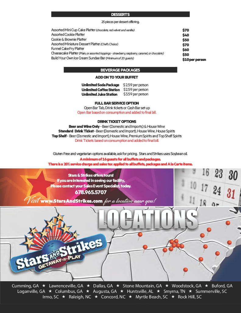 Corporate Menu - Stars and Strikes